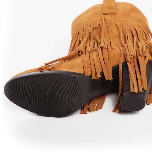 Bohemian Heeled Leather Tassel Women's Ankle Boots on Luulla